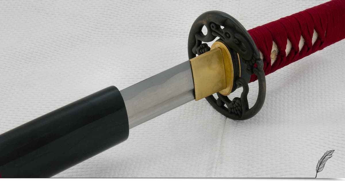 Ake sharpened katana (朱, blood red), ito and dark red sageo #Terressens