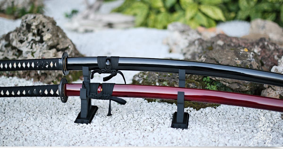 "Fukuza" katana stand (複座, two places), for two Japanese swords #Terressens